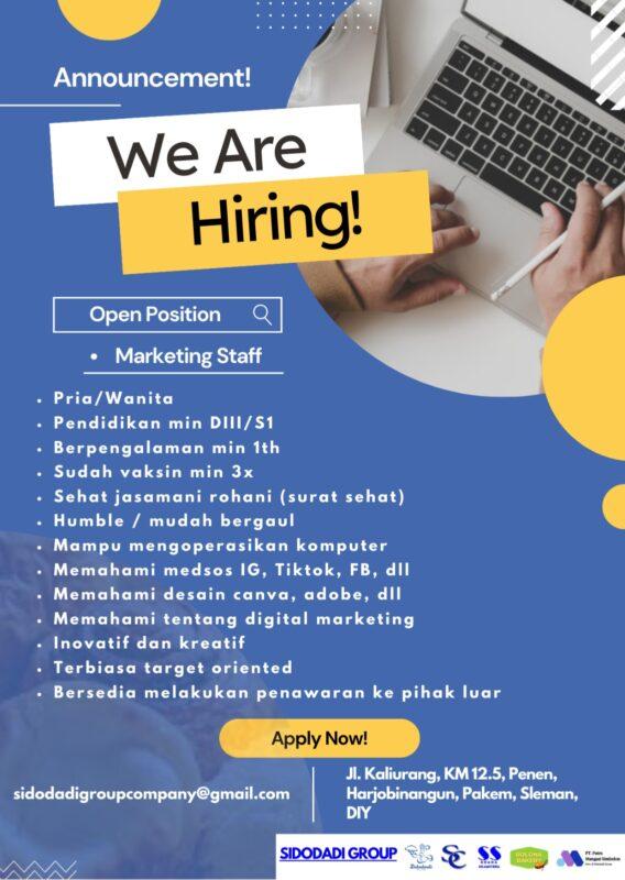 Lowongan Kerja Marketing di Sidodadi Group - LokerJogja.ID