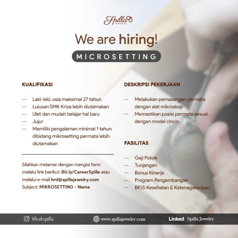 Lowongan Kerja Microsetting - Staff Produksi Finishing - Staff Grafir Cincin di Spilla Jewelry ...
