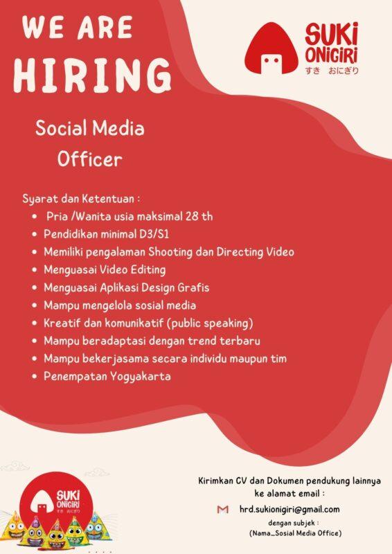 Lowongan Kerja Social Media Officer di Suki Onigiri - LokerJogja.ID