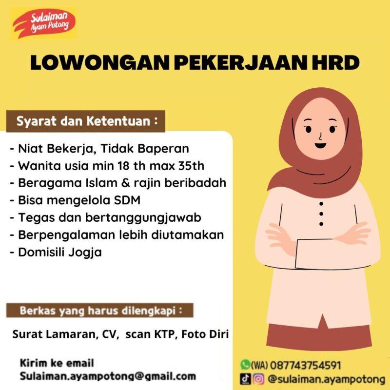 Lowongan Kerja HRD - Staff Outlet - Staff Produksi di Sulaiman Ayam ...