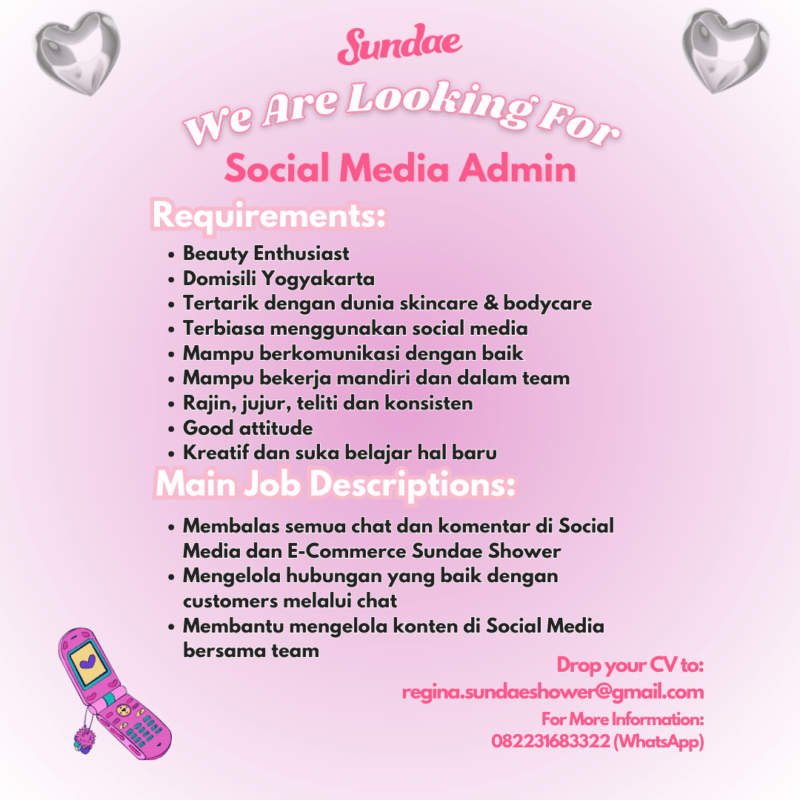 Lowongan Kerja Social Media Admin di Sundae Shower - LokerJogja.ID