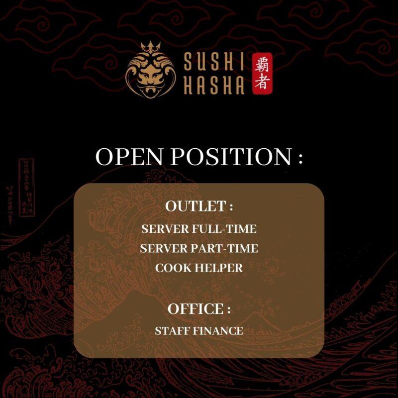 Lowongan Kerja Server - Cook Helper - Staff Finance di Sushi Hasha ...