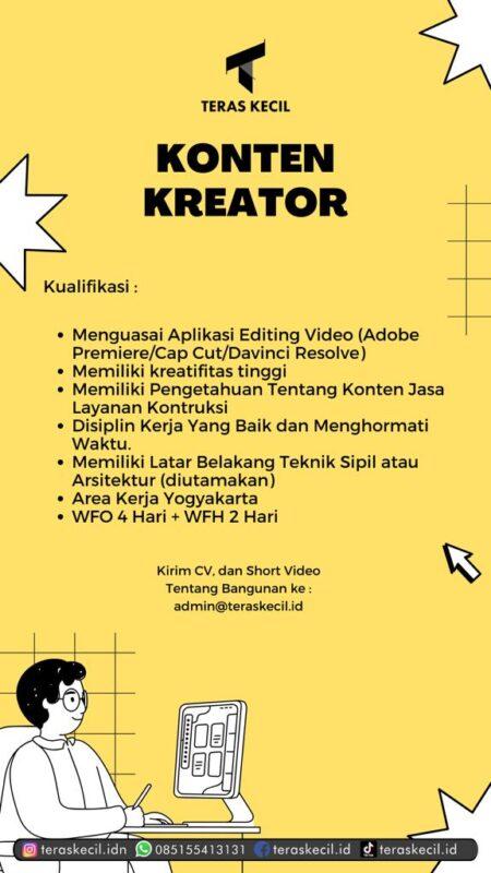 Lowongan Kerja Konten Kreator di Teras Kecil - LokerJogja.ID Lowongan Kerja Konten Kreator di Teras Kecil - LokerJogja.ID