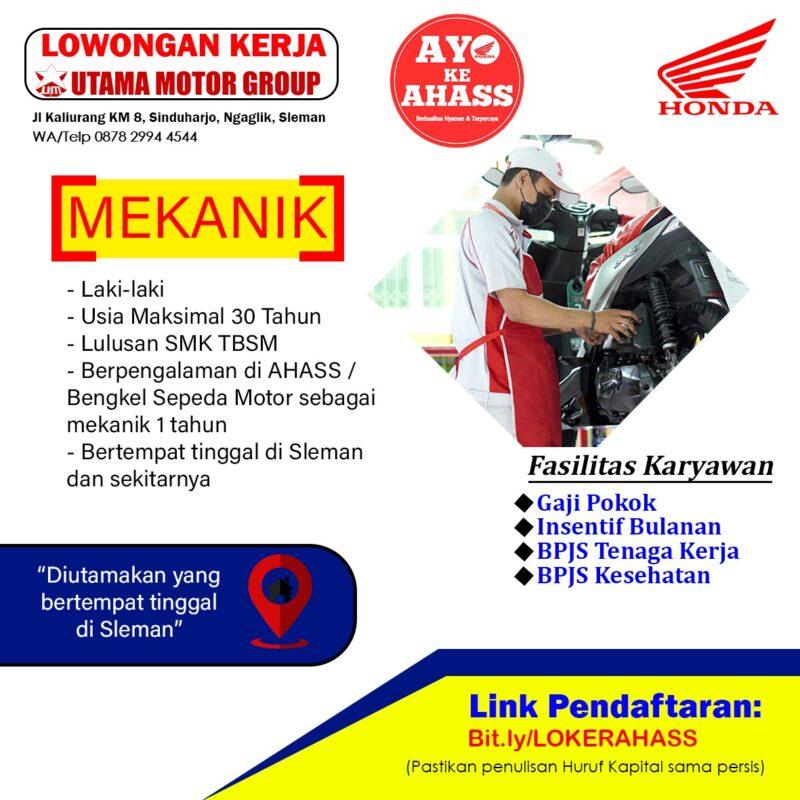 Lowongan Kerja Mekanik di AHASS Utama Motor Group - LokerJogja.ID