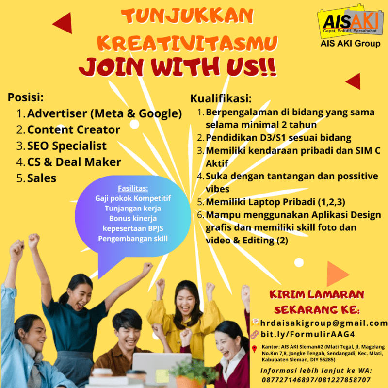 Lowongan Kerja Advertiser - Content Creator - SEO Specialist - CS & Deal Maker - Sales - Teknisi ...