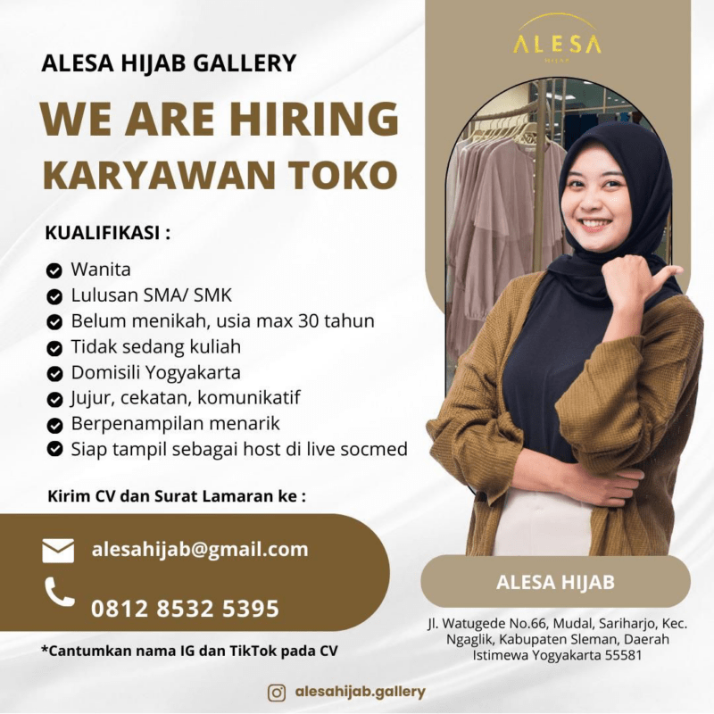 Lowongan Kerja Karyawan Toko di Alesa Hijab Gallery - LokerJogja.ID