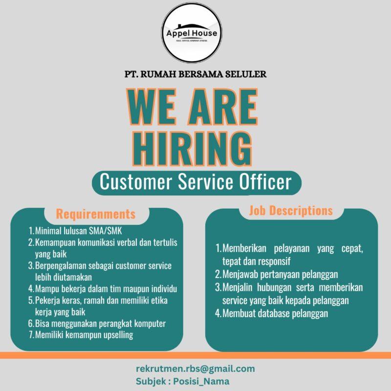 Lowongan Kerja Frontliner - Customer Service Officer di PT. Rumah ...