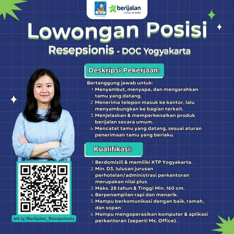 Lowongan Kerja Resepsionis - DOC Yogyakarta di Berijalan - LokerJogja.ID
