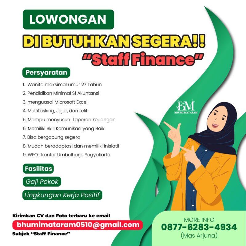 Lowongan Kerja Staff Finance Di Bhumi Mataram Lokerjogja Id
