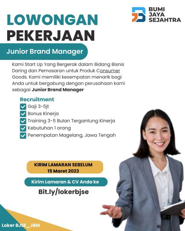 Lowongan Kerja Junior Brand Manager di Bumi Jaya Sejahtra - LokerJogja.ID