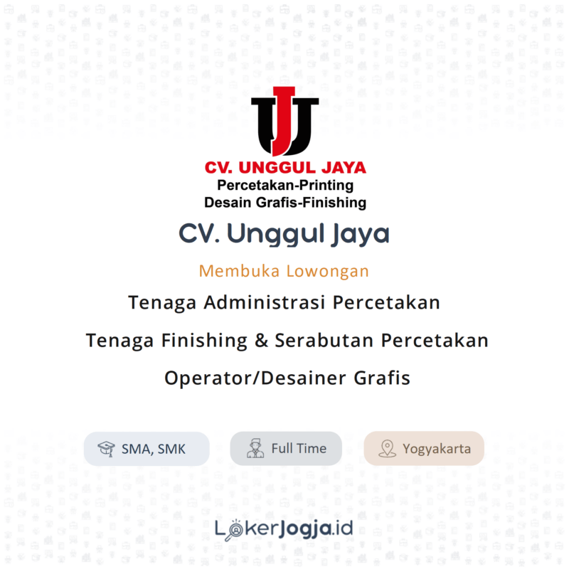 Lowongan Kerja Tenaga Administrasi Percetakan - Tenaga Finishing ...