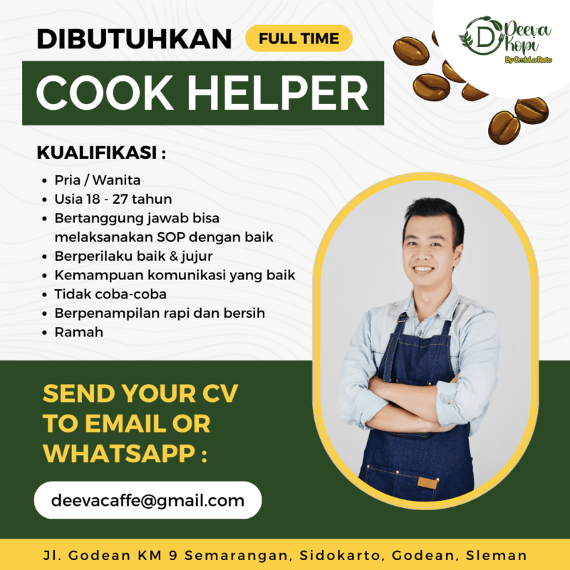 Lowongan Kerja Cook Helper di Deeva Kopi - LokerJogja.ID
