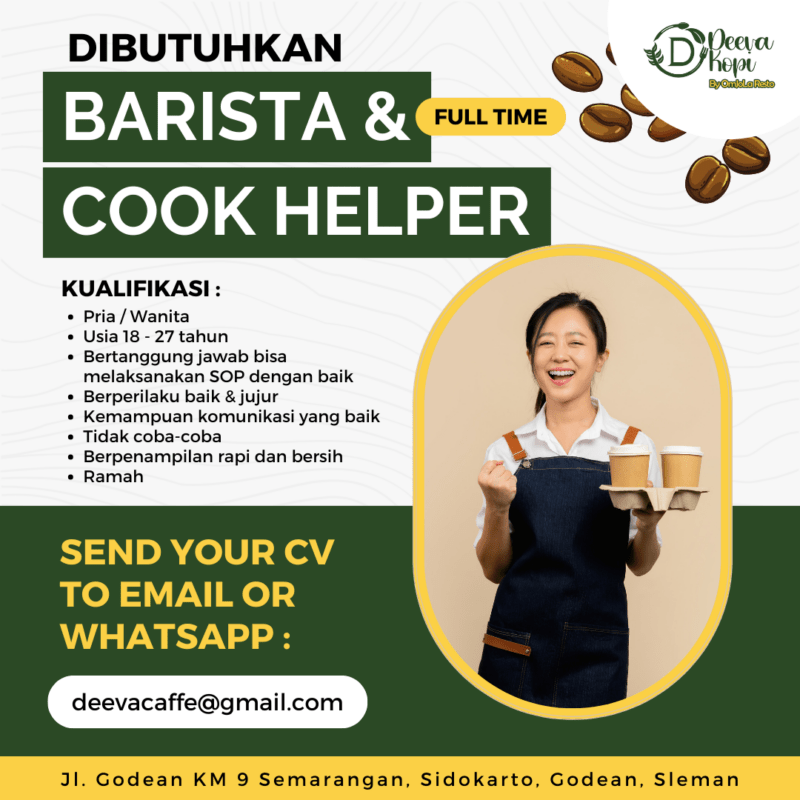 Lowongan Kerja Barista - Cook Helper di Deeva Kopi - LokerJogja.ID