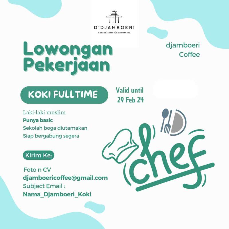 Lowongan Kerja Koki Fulltime di Djamboeri Coffee - LokerJogja.ID