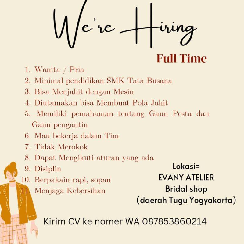 Lowongan Kerja Penjahit di Evany Atelier - LokerJogja.ID
