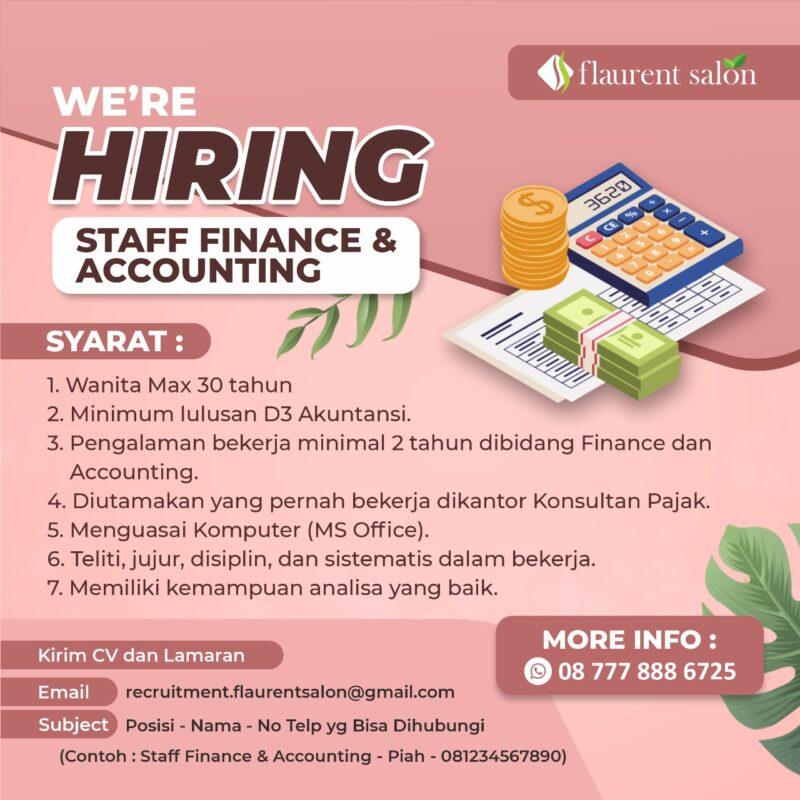 Lowongan Kerja Staff Finance & Accounting di Flaurent Salon Spa - LokerJogja.ID