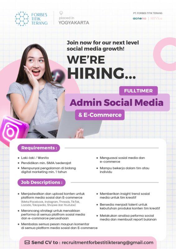 Lowongan Kerja Admin Social Media - Live Host Officer - CS Online di Forbes Titik Terang ...