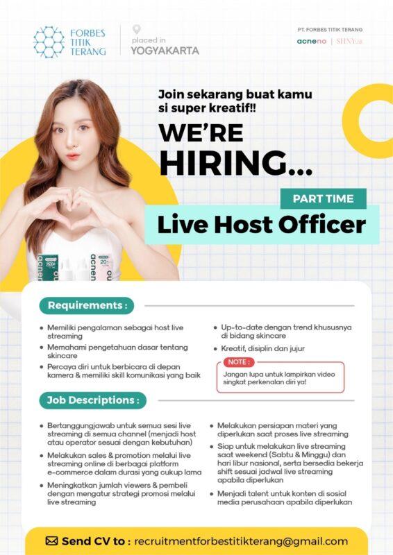 Lowongan Kerja Live Host Officer - CS Online di Forbes Titik Terang - LokerJogja.ID