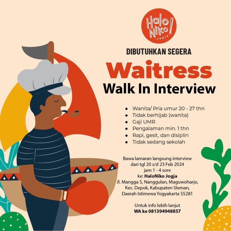 Lowongan Kerja Walk In Interview Waitress di HaloNiko Jogja - LokerJogja.ID