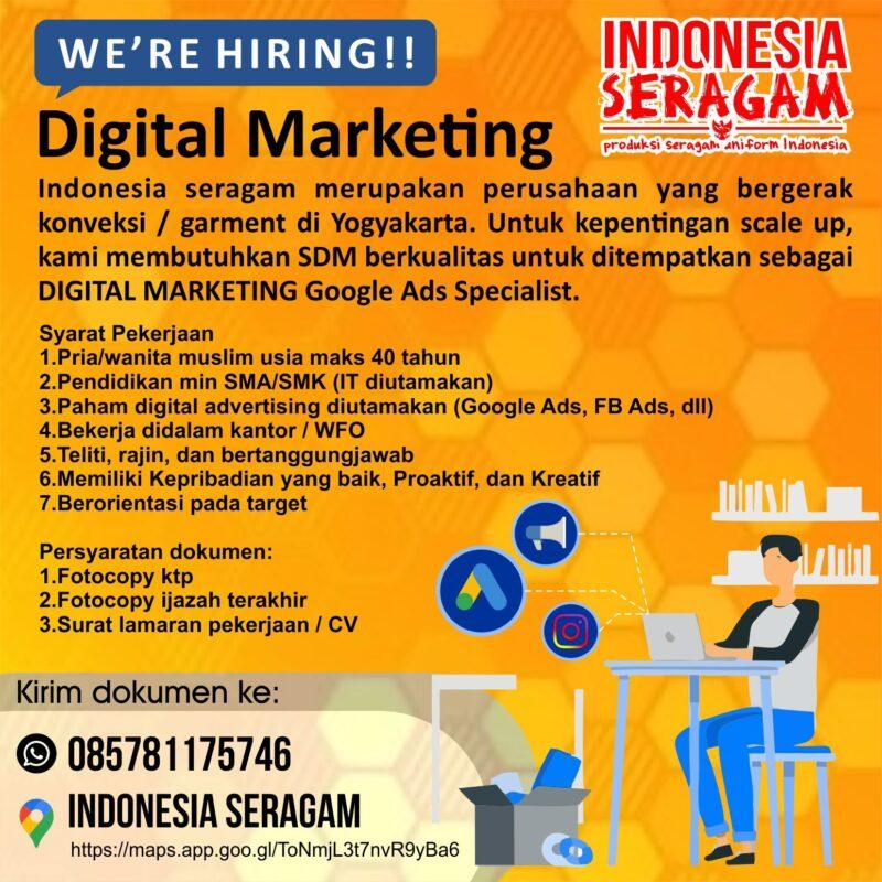 Lowongan Kerja Digital Marketing di Indonesia Seragam - LokerJogja.ID