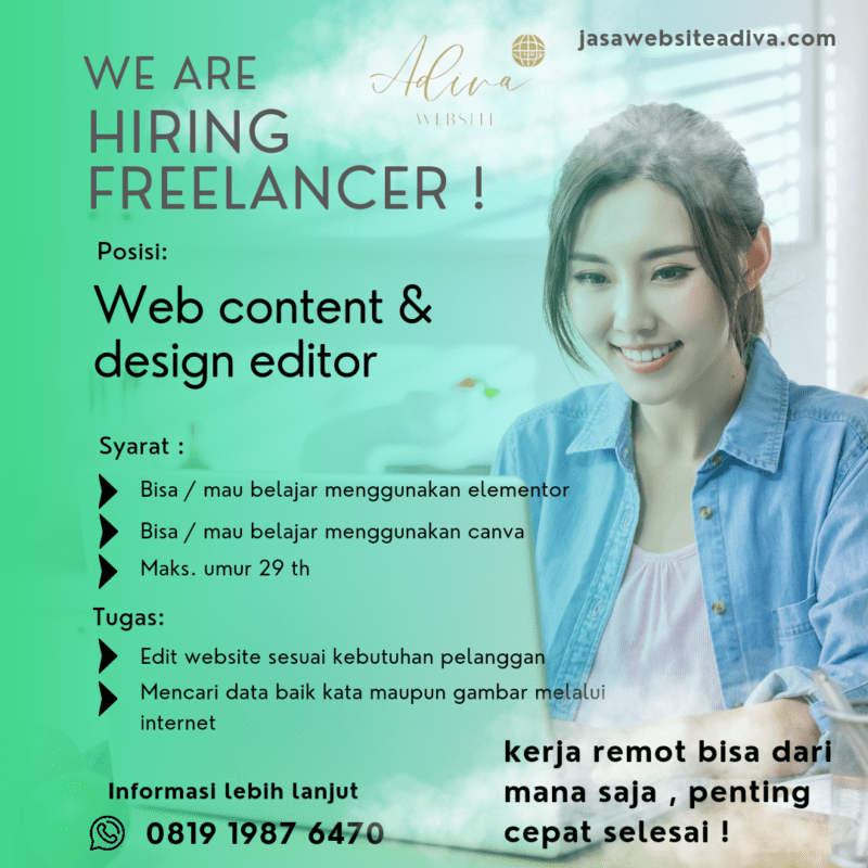 Lowongan Kerja Web Content & Design Editor di Jasa Website Adiva - LokerJogja.ID
