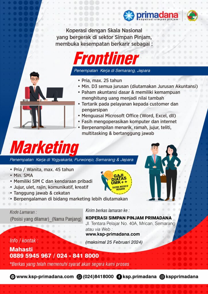 Lowongan Kerja Frontliner - Marketing di KSP Primadana - LokerJogja.ID