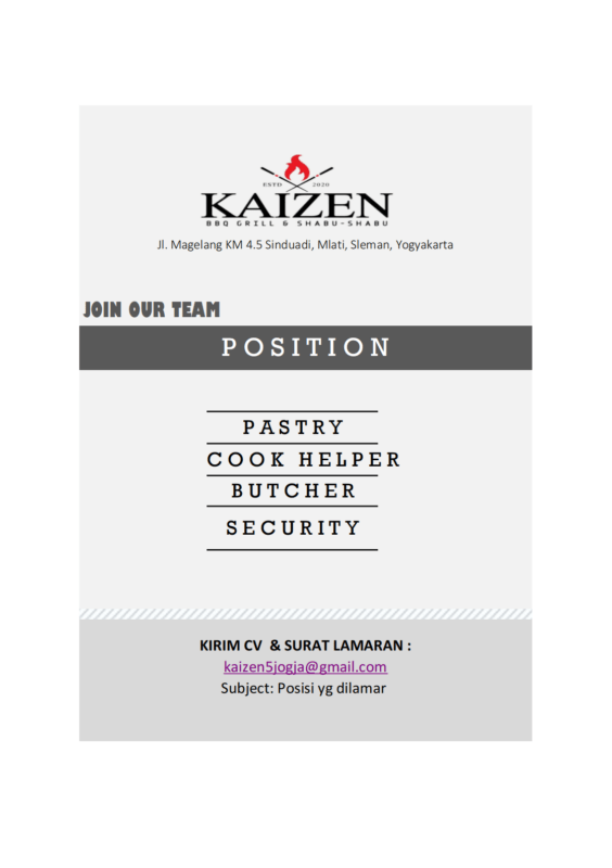 Lowongan Kerja Pastry - Cook Helper - Butcher - Security di Kaizen AYCE ...