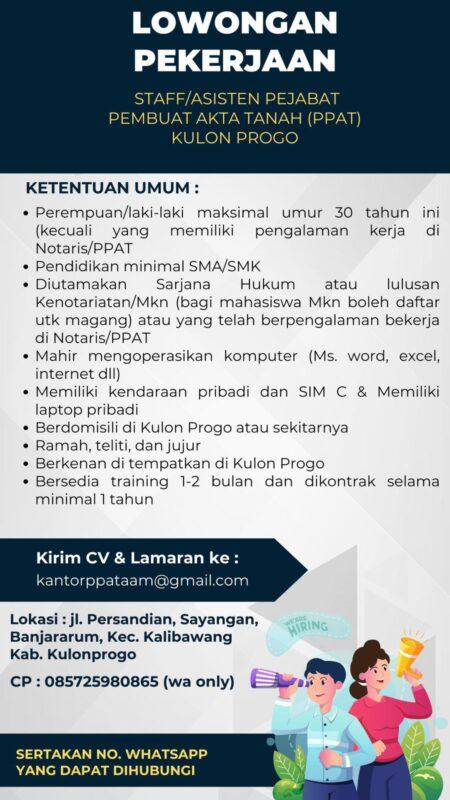 Lowongan Kerja Staff / Asisten Pejabat - Kantor Pejabat Pembuat Akta ... Lowongan Kerja Staff / Asisten Pejabat - Kantor Pejabat Pembuat Akta ...