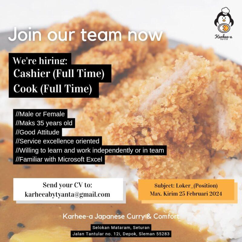 Lowongan Kerja Cook - Cashier di Karhee-a Japanese Curry - LokerJogja.ID