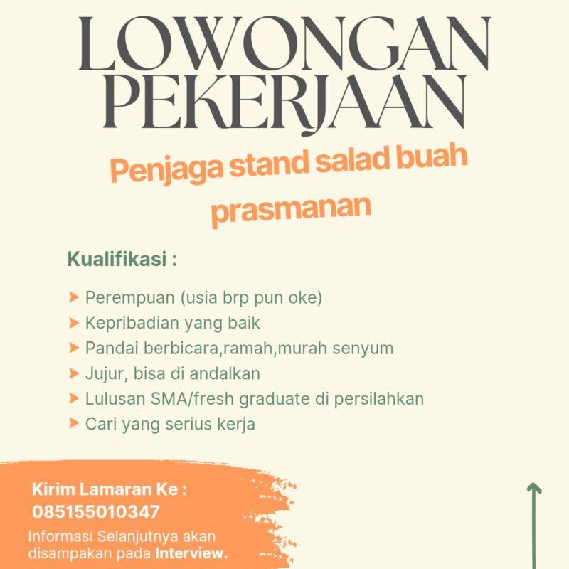 Lowongan Kerja Penjaga Stand di Kayumi's Fruit and Salad - LokerJogja.ID
