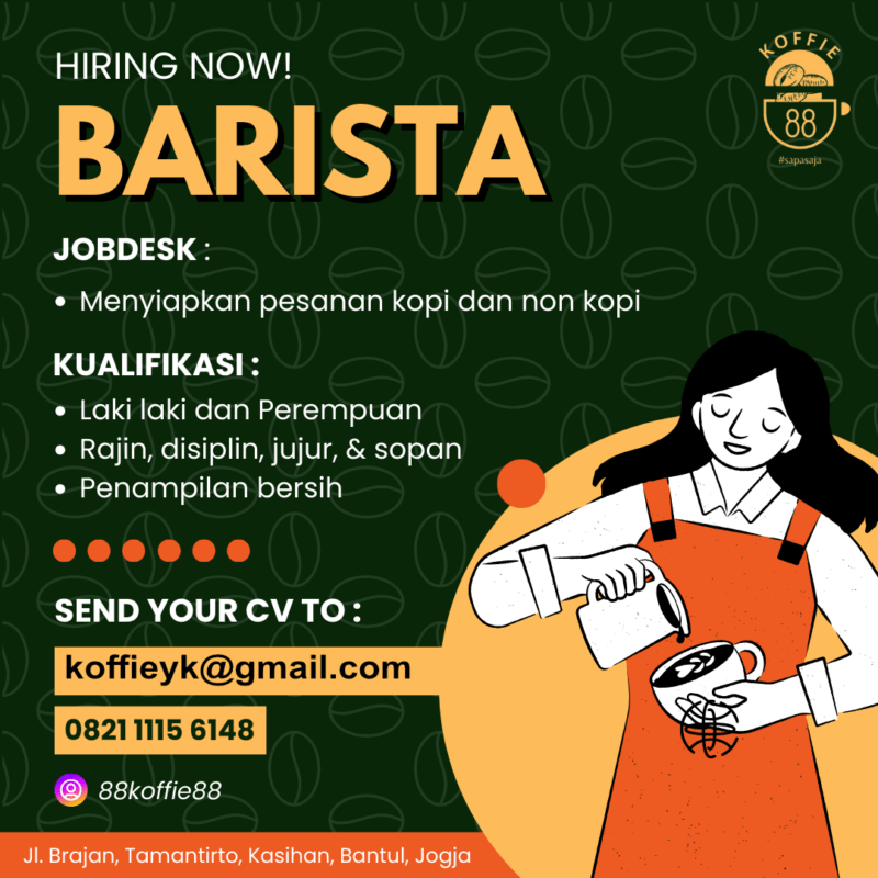 Lowongan Kerja Barista di Koffie 88 - LokerJogja.ID