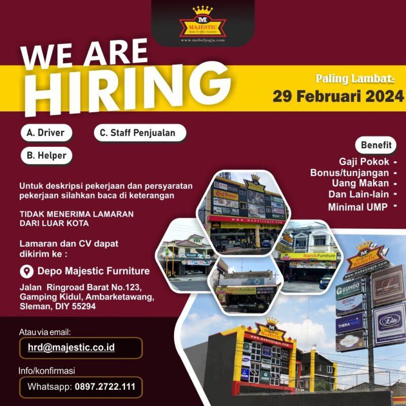 Lowongan Kerja Driver - Helper - Staf Penjualan di Majestic Furniture ...