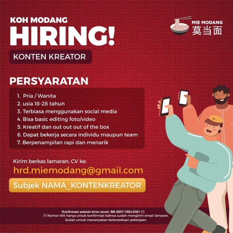 Lowongan Kerja Konten Kreator di Mie Modang - LokerJogja.ID Lowongan Kerja Konten Kreator di Mie Modang - LokerJogja.ID
