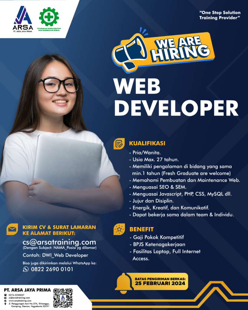 Lowongan Kerja Website Developer di PT. Arsa Jaya Prima - LokerJogja.ID