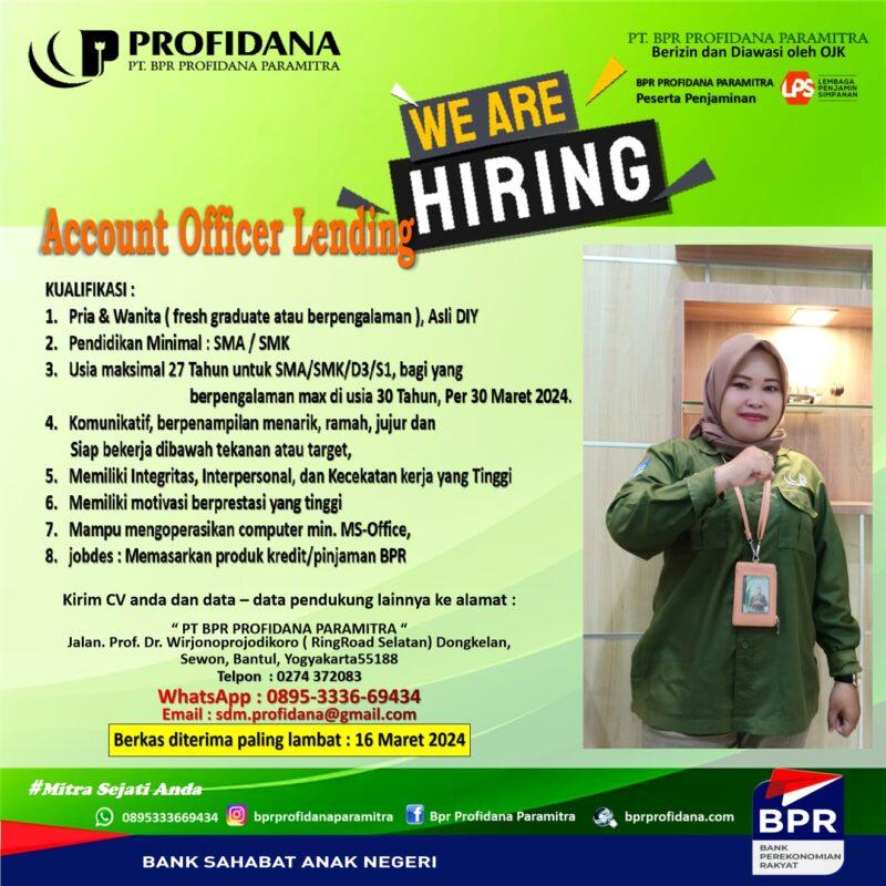 Lowongan Kerja Account Officer Lending di PT. BPR Profidana Paramitra - LokerJogja.ID