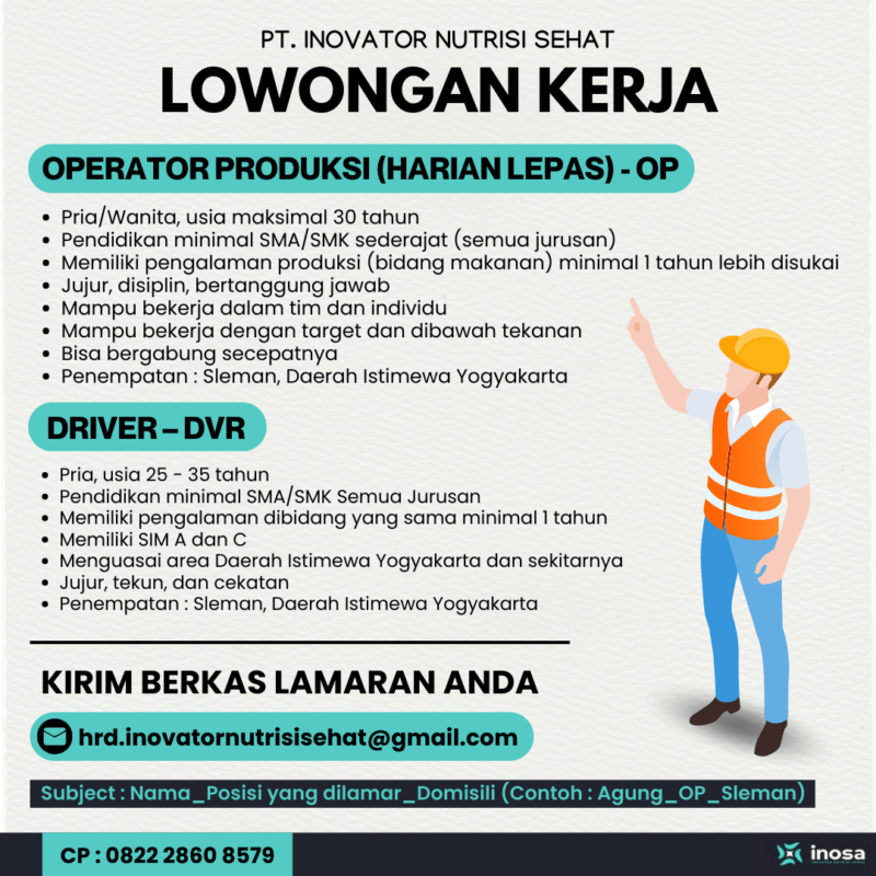 Lowongan Kerja Operator Produksi (Harian Lepas) - Driver di PT ...