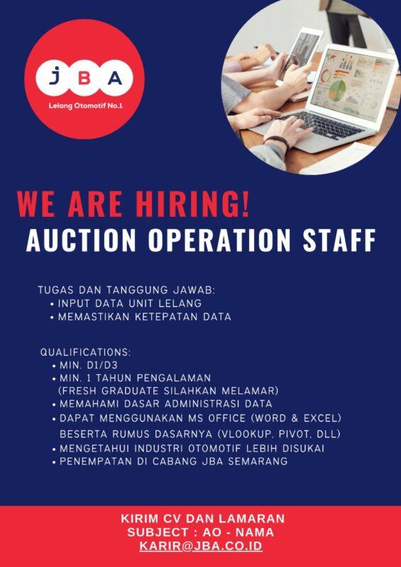 Lowongan Kerja Auction Operation Staff di PT. JBA Indonesia - LokerJogja.ID