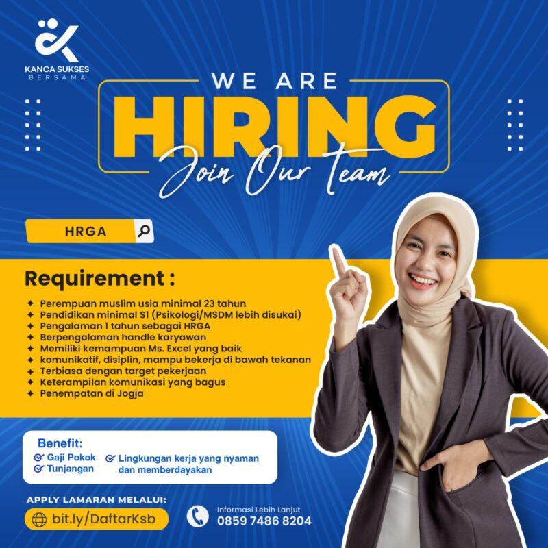 Lowongan Kerja HRGA di PT. Kanca Sukses Bersama (KSB) - LokerJogja.ID