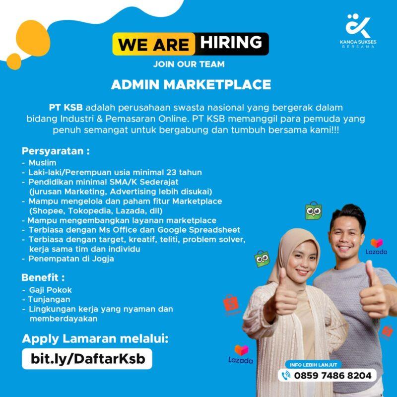 Lowongan Kerja Admin Marketplace di PT. Kanca Sukses Bersama (KSB ...
