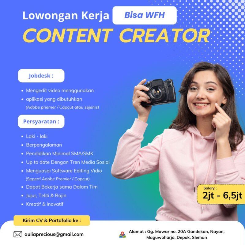 Lowongan Kerja Content Creator di PT. Kenika Nagata Utama - LokerJogja.ID