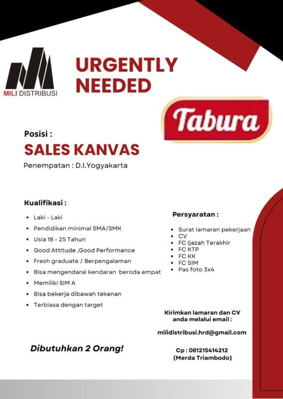 Lowongan Kerja Sales Kanvas - Sales Motoris - Deliveryman Helper - Admin Fakturis di PT. Tabura ...