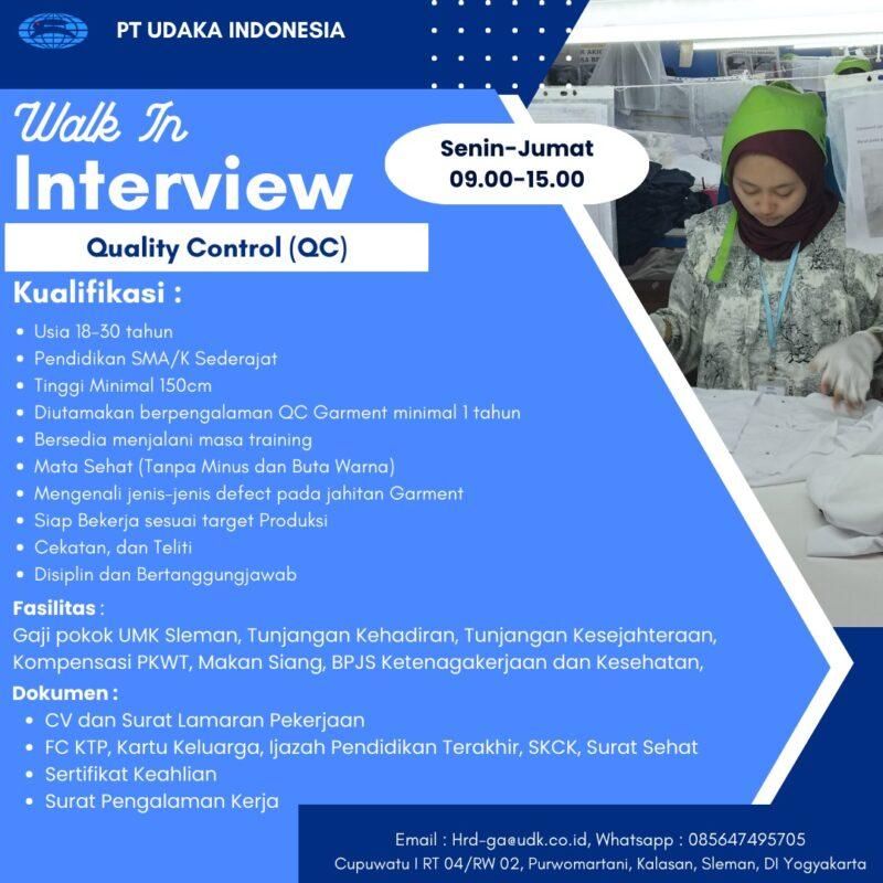 Lowongan Kerja Quality Control - Operator Jahit di PT. Udaka Indonesia ...