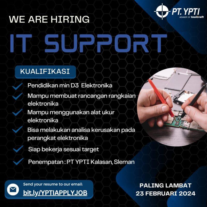 Lowongan Kerja IT Support - Staff Marketing - Security - Staff Quality ...