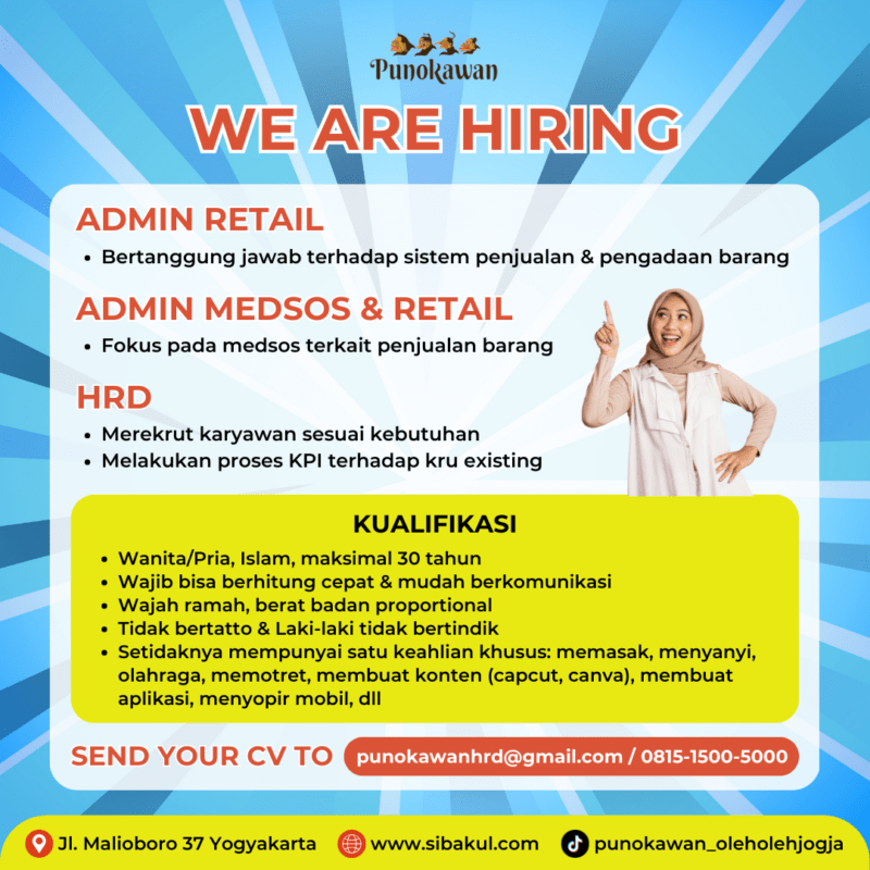 Lowongan Kerja Admin Retail - Admin Medsos & Retail - HRD di Punokawan Group - LokerJogja.ID