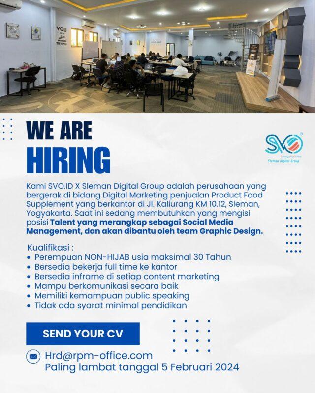 Lowongan Kerja Talent & Social Media Management di SVO Yogyakarta ...