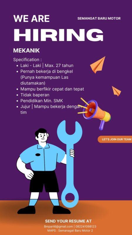 Lowongan Kerja Mekanik - Admin di Semangat Baru Motor - LokerJogja.ID