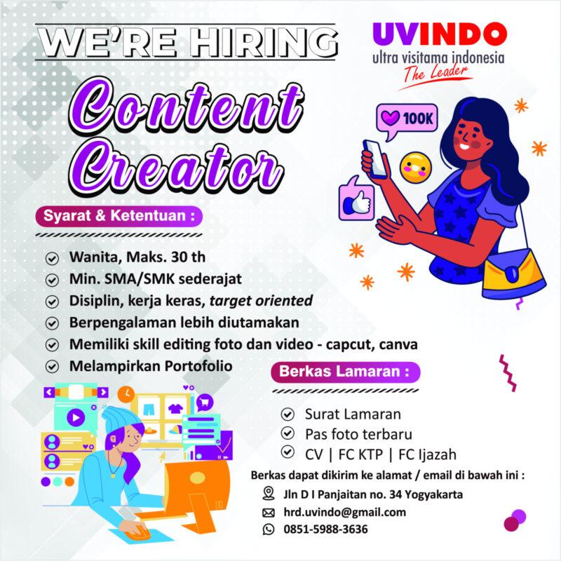 Lowongan Kerja Content Creator di UVINDO Digital Print - LokerJogja.ID