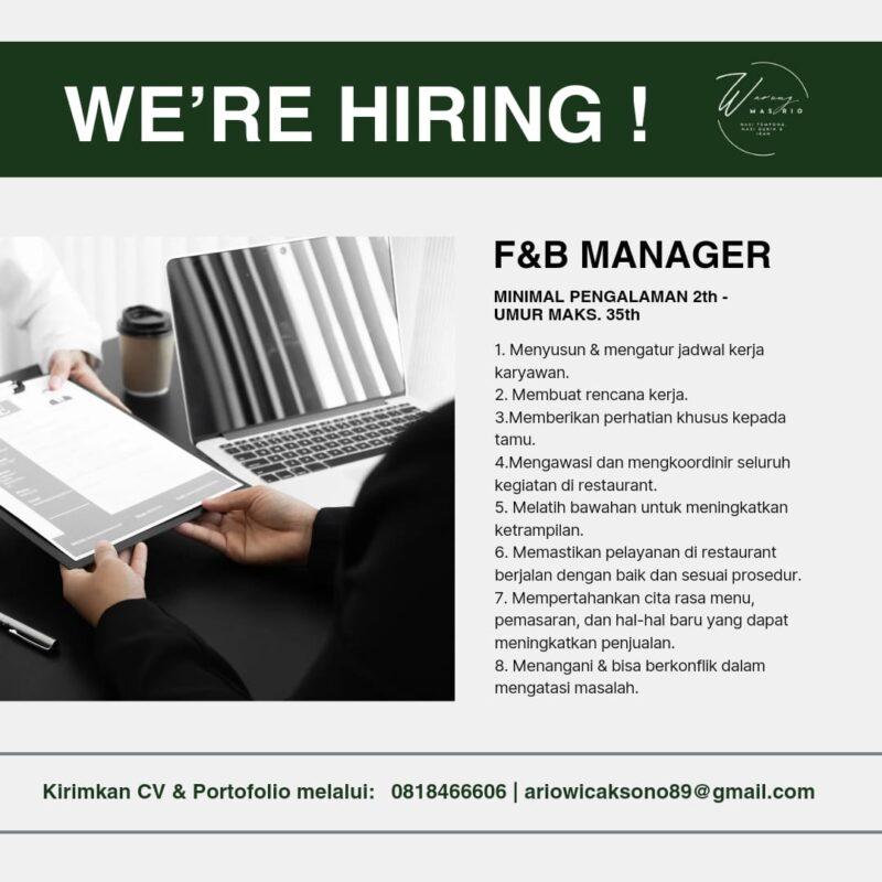 Lowongan Kerja F&B Manager di Warung Mas Rio - LokerJogja.ID