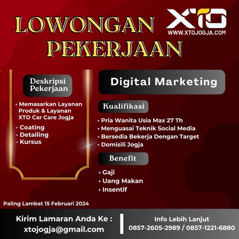 Lowongan Kerja Digital Marketing di XTO Jogja - LokerJogja.ID