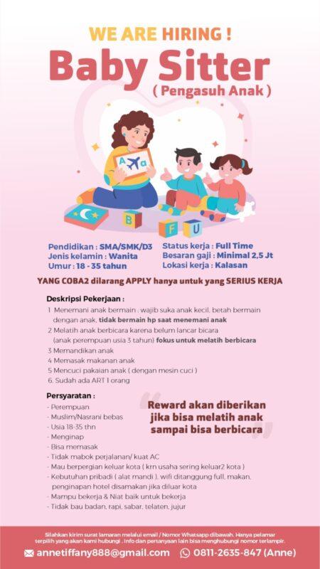 Lowongan Kerja Babysister Pengasuh Anak di Anne Tiffanny - LokerJogja.ID